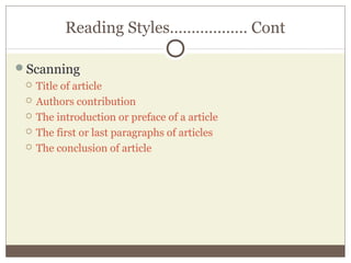 Effective reading skills | PPT