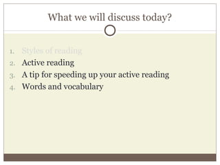 Effective reading skills | PPT