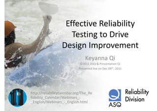 Effective reliability testing to drive design improvement | PDF