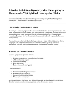 Effective Relief from Dysentery with Homeopathy in Hyderabad.docx
