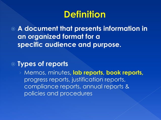 Effective report writing and presentation slides for school students | PPTX