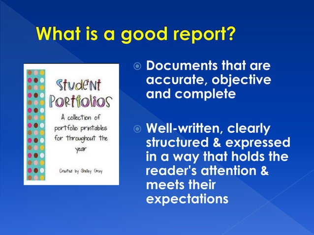 Effective report writing and presentation slides for school students | PPTX