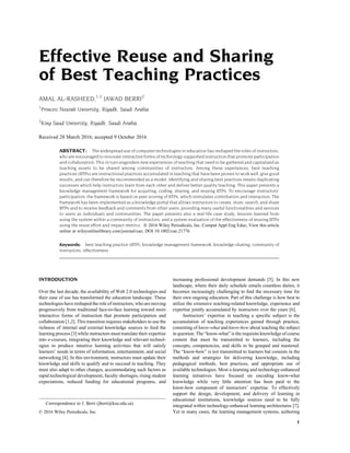 Effective resuse and Sharing of Best Teaching Practices | PDF