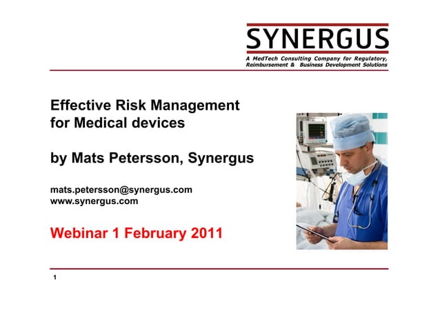 Effective Risk Management For Medical Devices Webinar | PDF ...