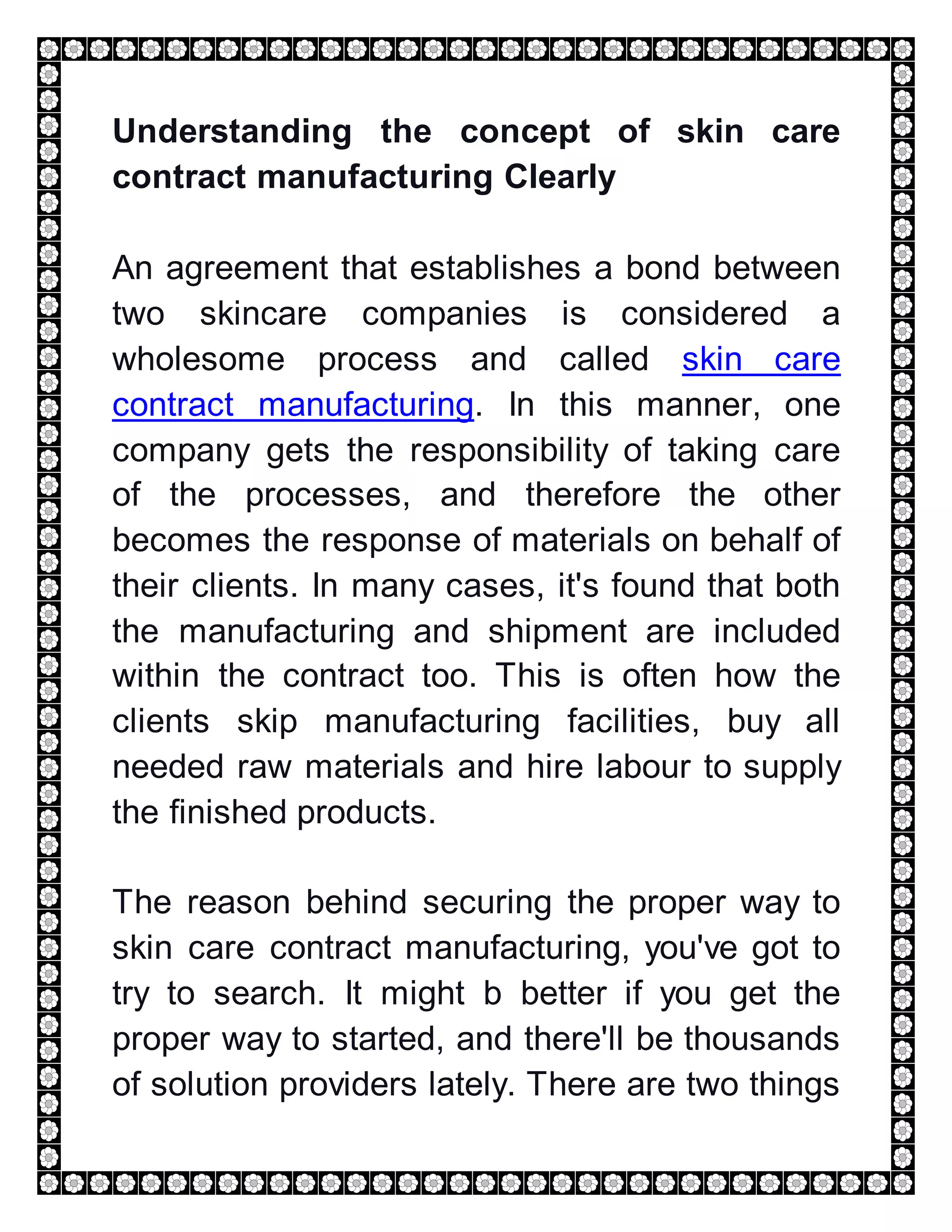 Effective role of cosmetic contract manufacturing | PDF