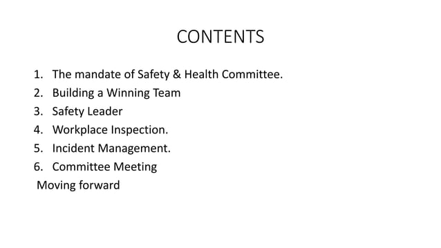 EFFECTIVE SAFETY & HEALTH COMMITTEE.pptx | Human Resources | Business