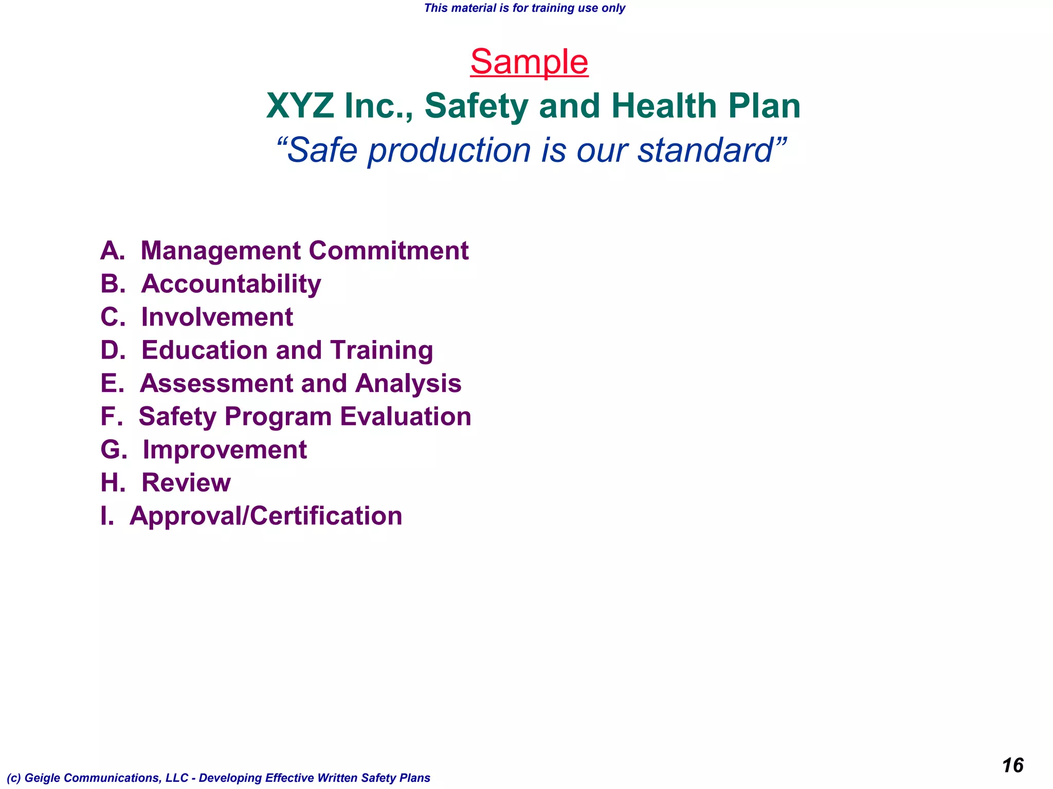 Effective safety plans | PPT | Business Administration | Business