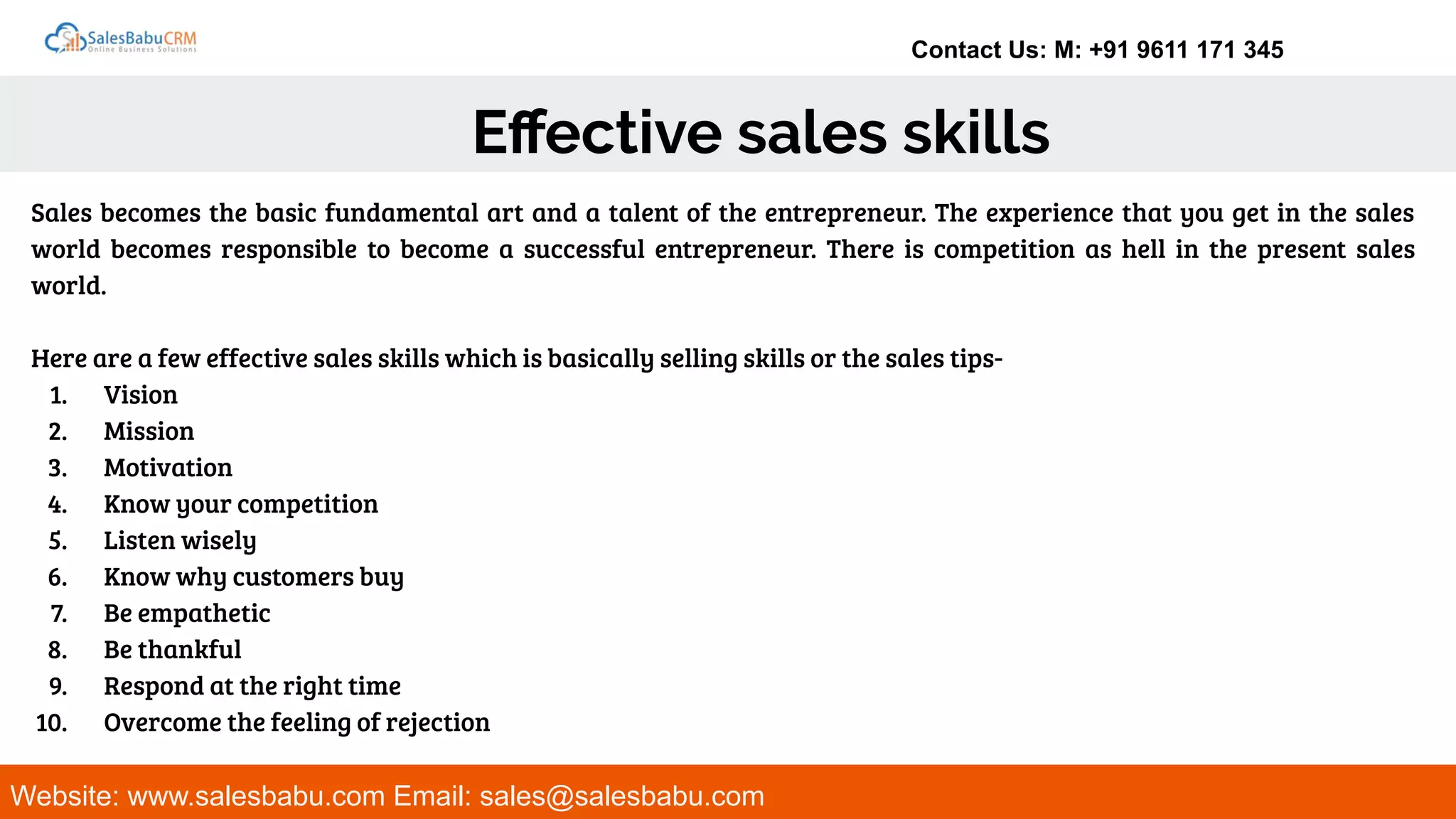 Effective sales skills of an entrepreneur pdf | PDF