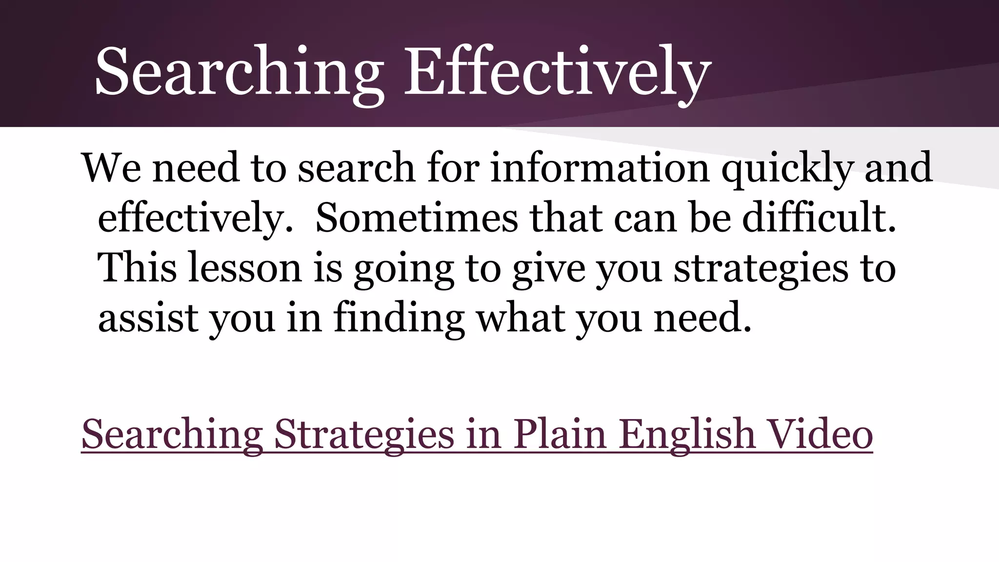 Effective Internet Searching | PPTX