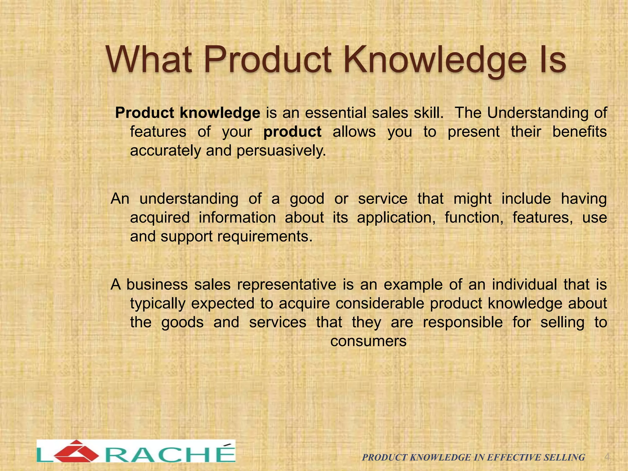 Effective selling: Product knowledge | PPT