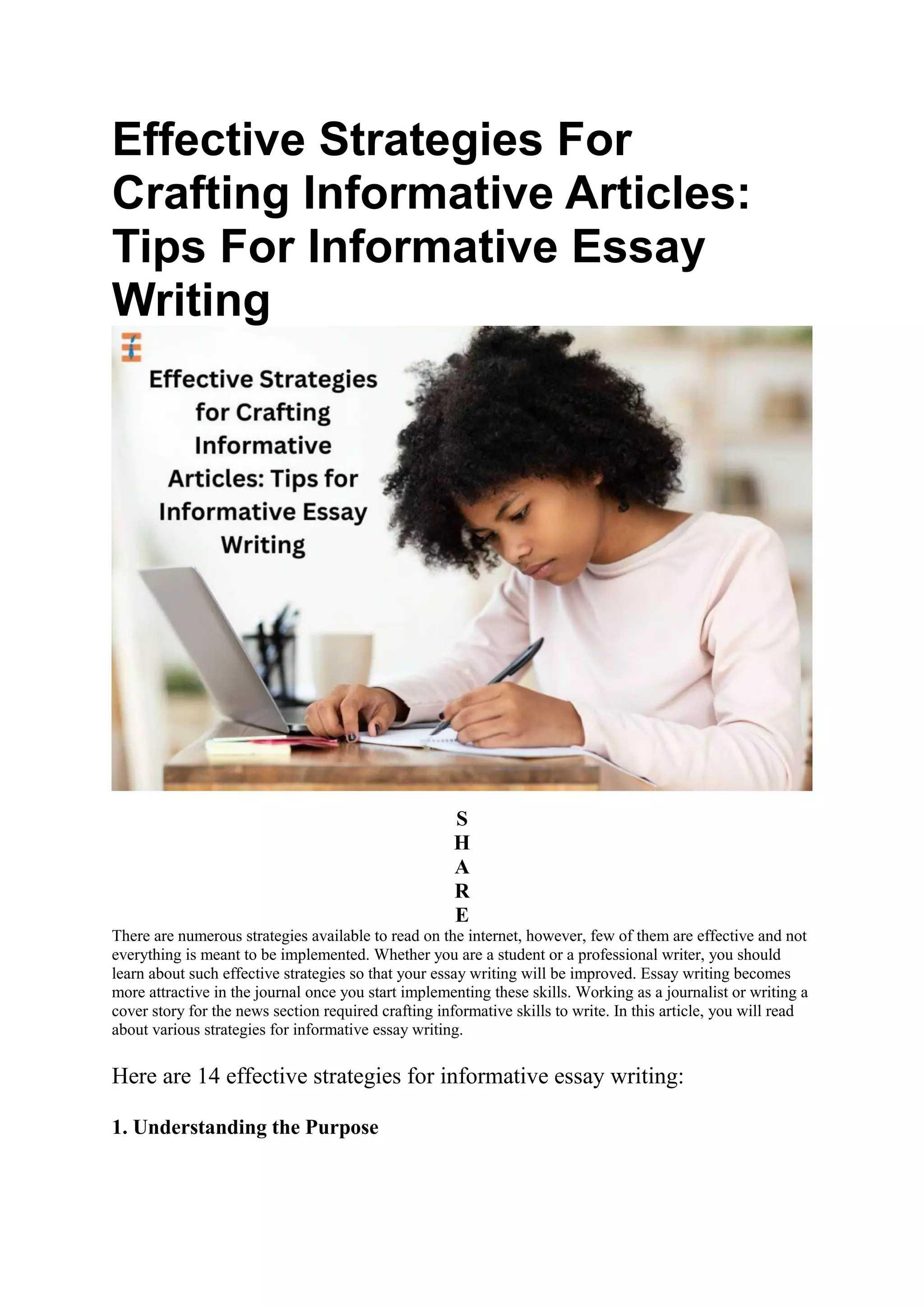 14 Effective Strategies For Informative Essay Writing | Future ...