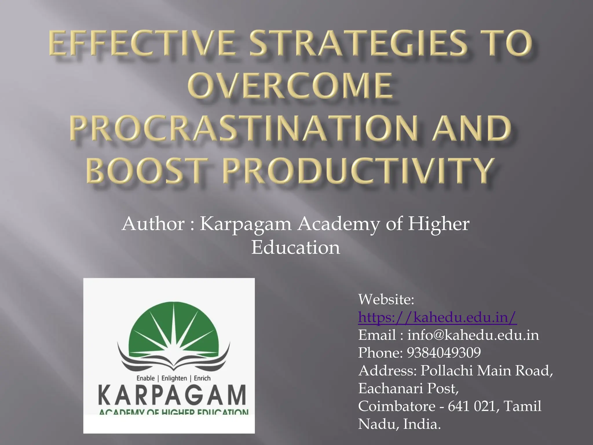 Effective Strategies To Overcome Procrastination And Boost Productivitypdf