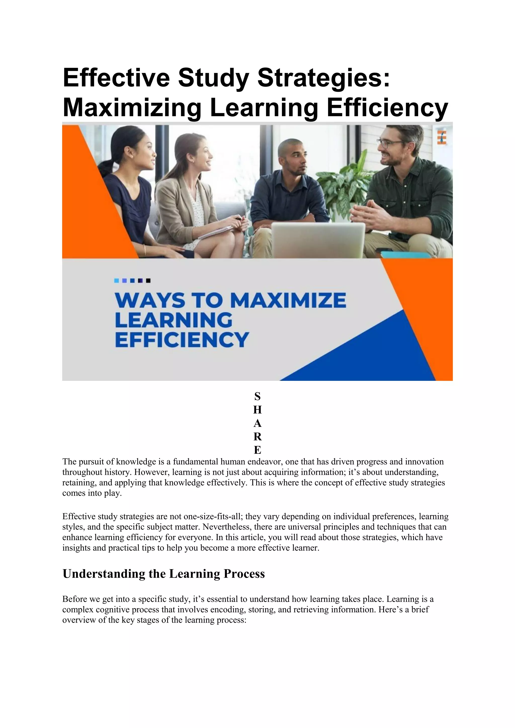 10 Effective Study Strategies And Tips To Maximize Learning Efficiency ...