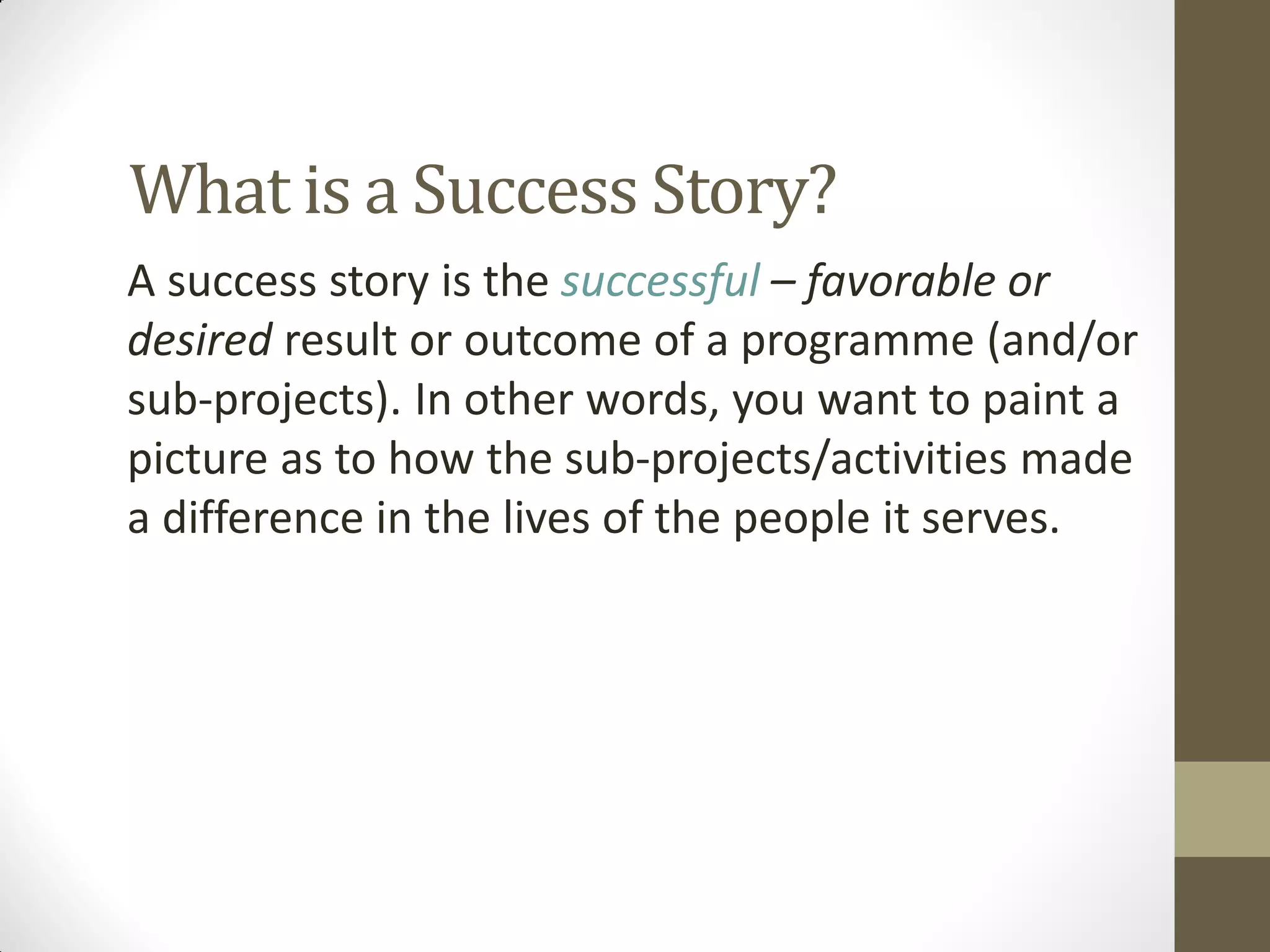Effective success story writing | PDF