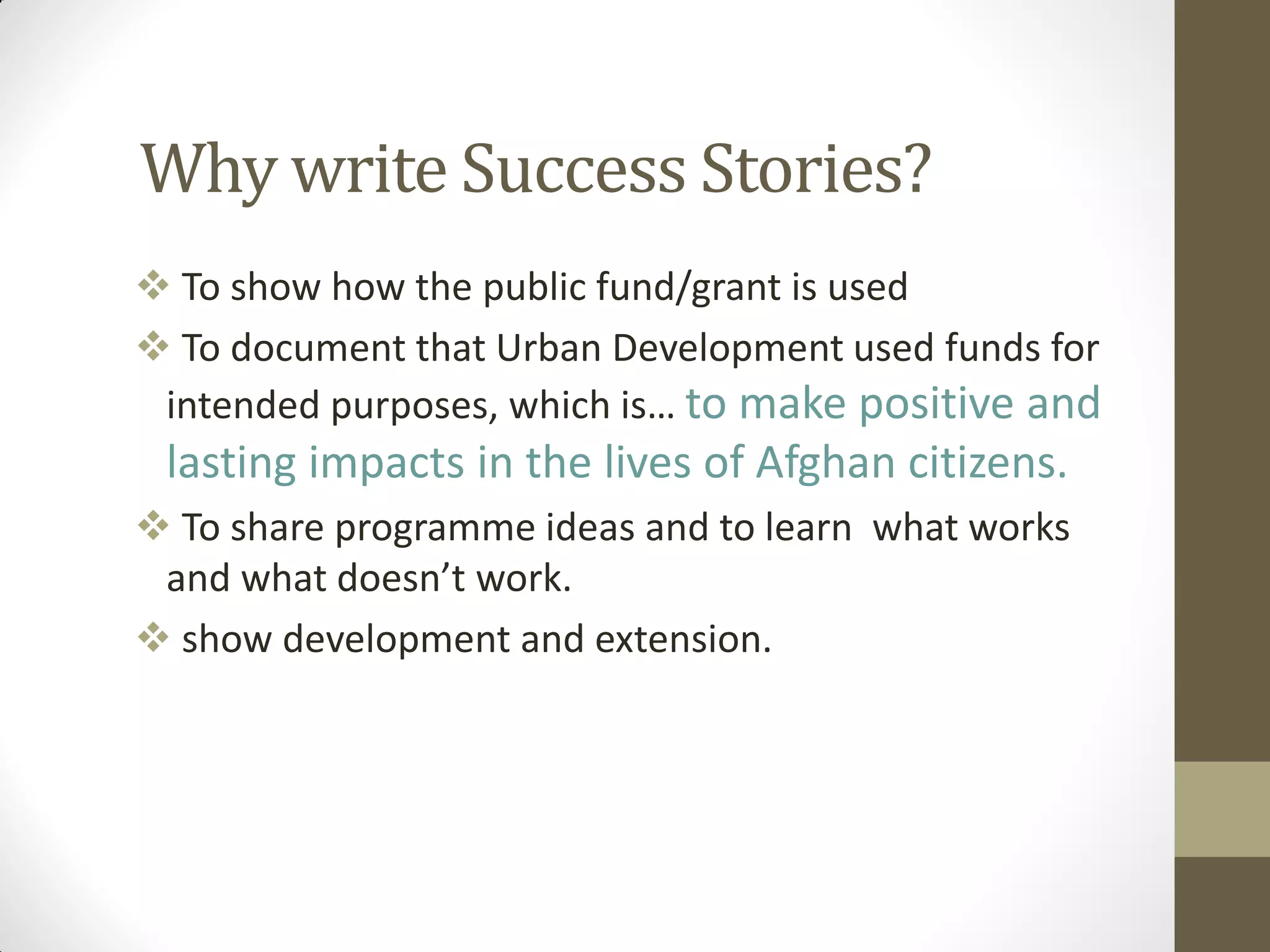 Effective success story writing | PDF