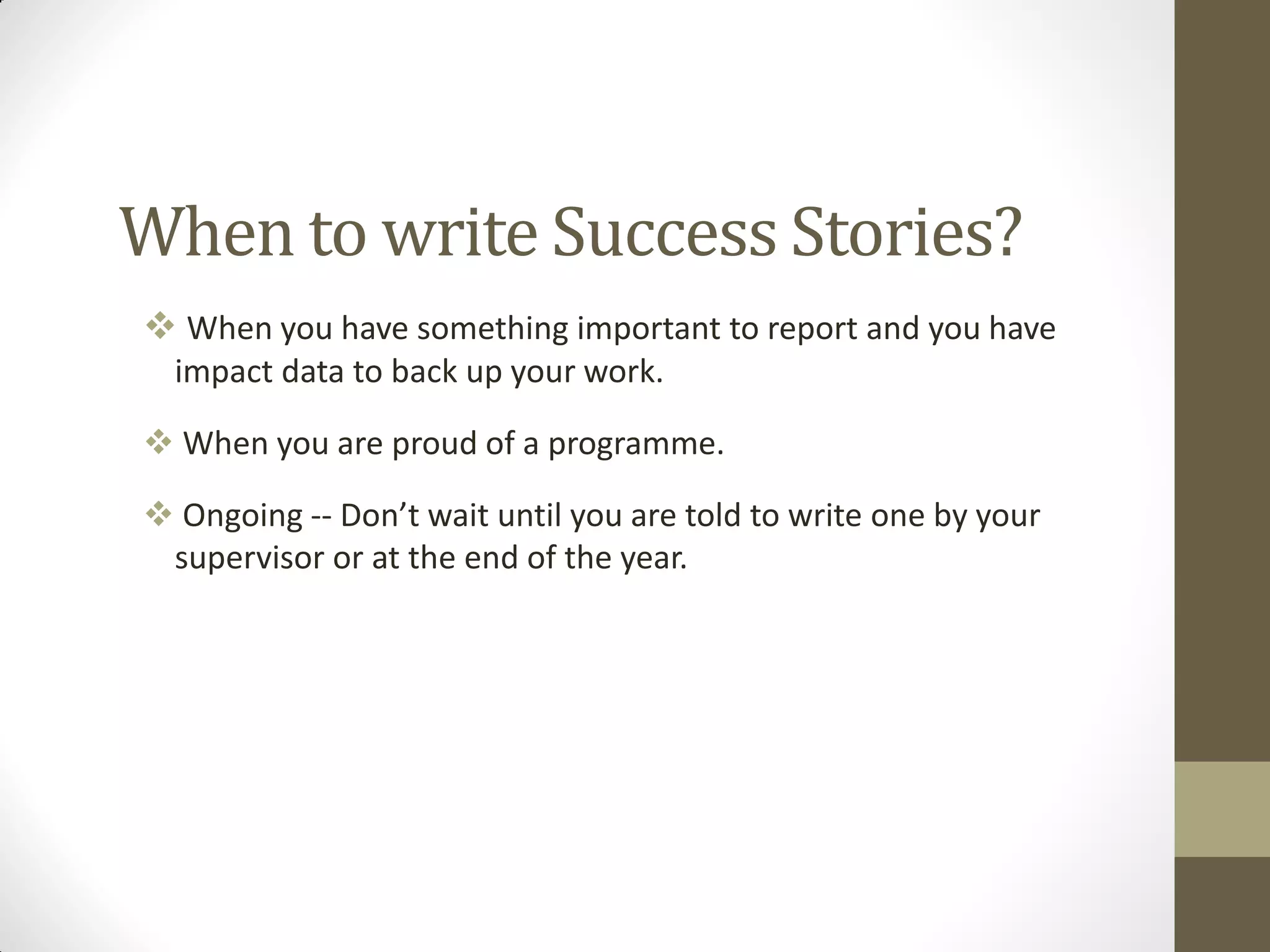 Effective success story writing | PDF
