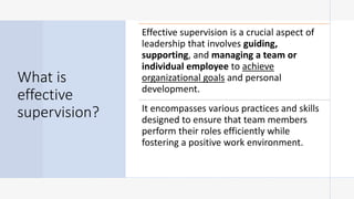 Skills for first time Mangers on effective Supervision | PPT