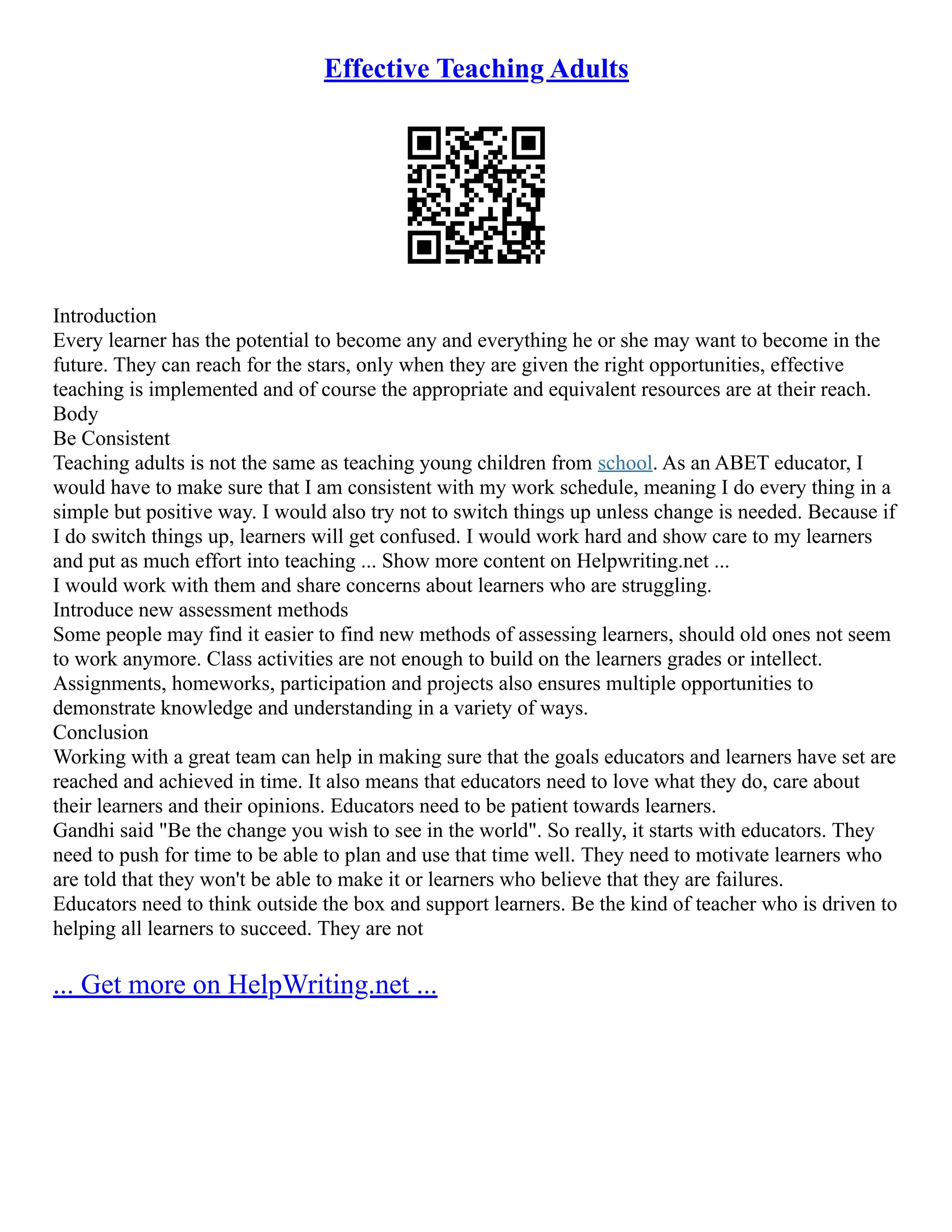 Effective Teaching Adults | PDF