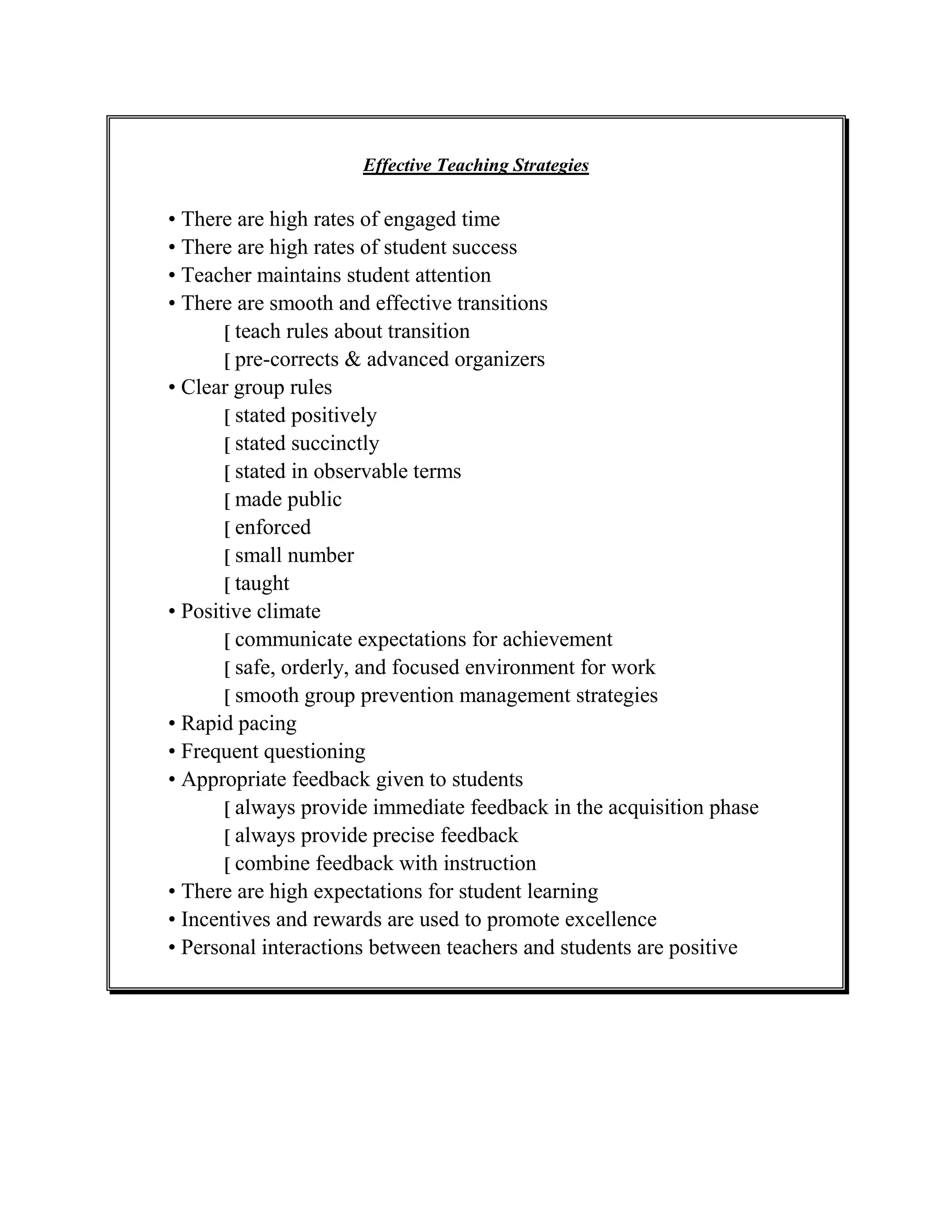 Effective teaching strategies | DOCX