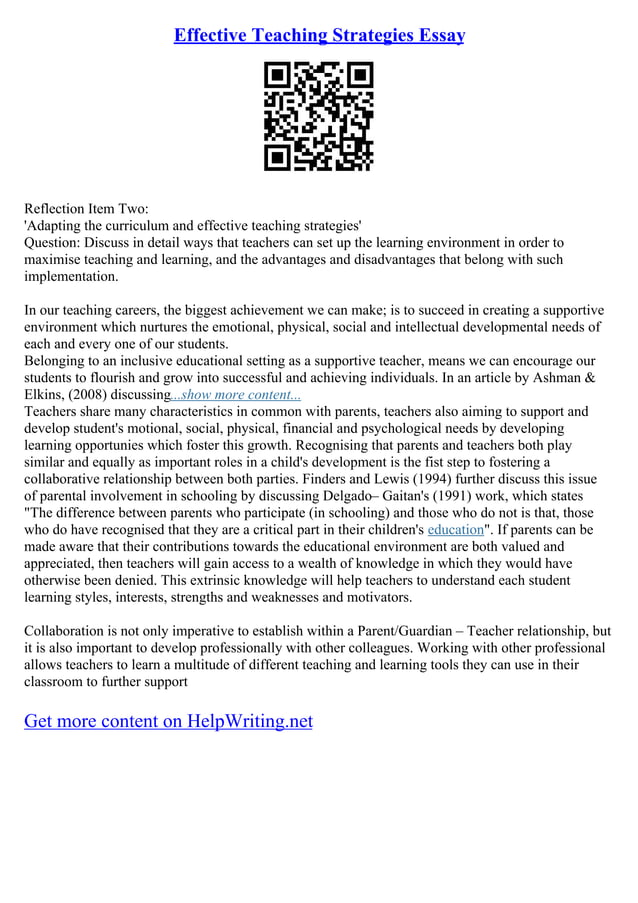 Effective Teaching Strategies Essay | PDF