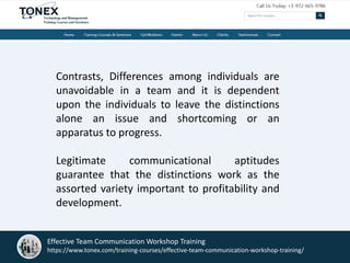 Effective team communication workshop training, Strategies and methods ...