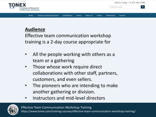 Effective team communication workshop training, Strategies and methods ...