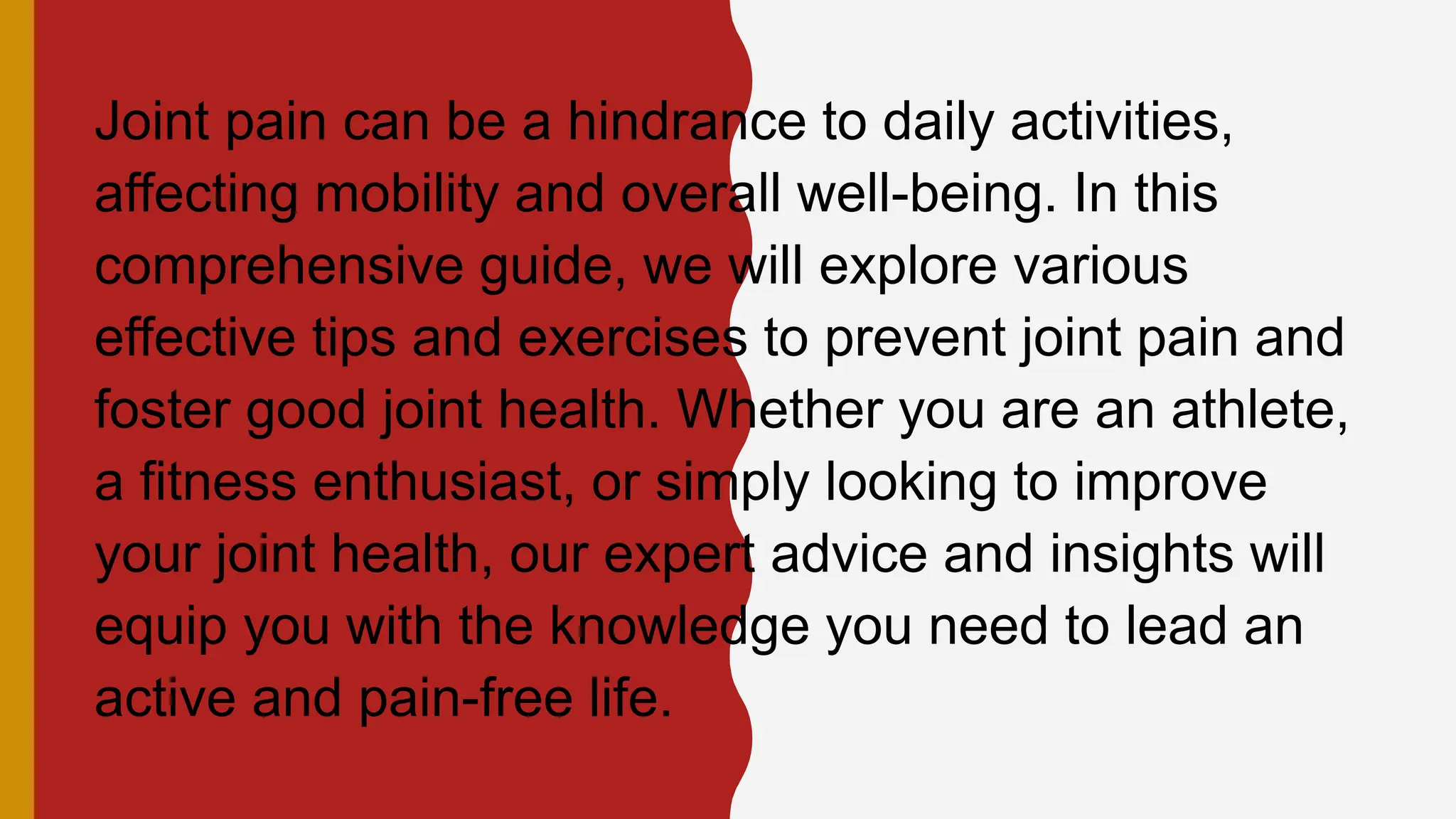 Effective Tips To Prevent Joint Pain Common Causes Of Joint Pain Pptx
