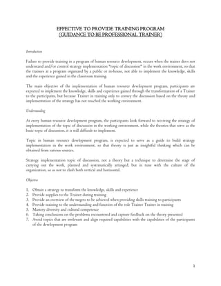 Effective to provide training program (training for trainer) | PDF