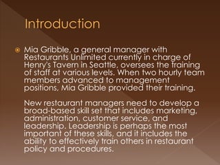 Effective Training for Restaurant Managers | PPTX
