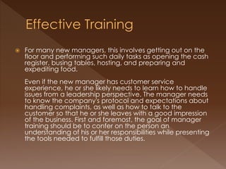 Effective Training for Restaurant Managers | PPTX