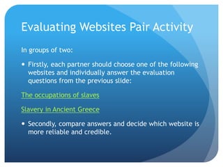 Effective use of sources year 9 slavery | PPT