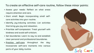 Effective Ways to create a Self-care Routine | Solh Wellness | PDF