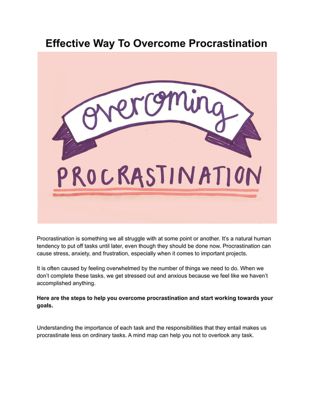 Effective Way To Overcome Procrastination