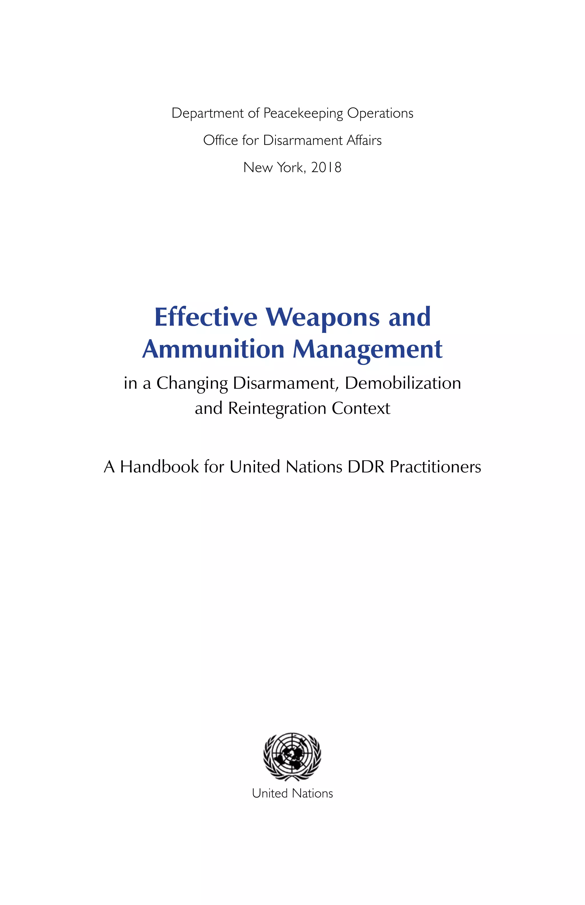 Effective weapons and ammunition management ddr handbook i | PDF