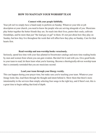 Effective worship team (chidi ani ) ! | PDF