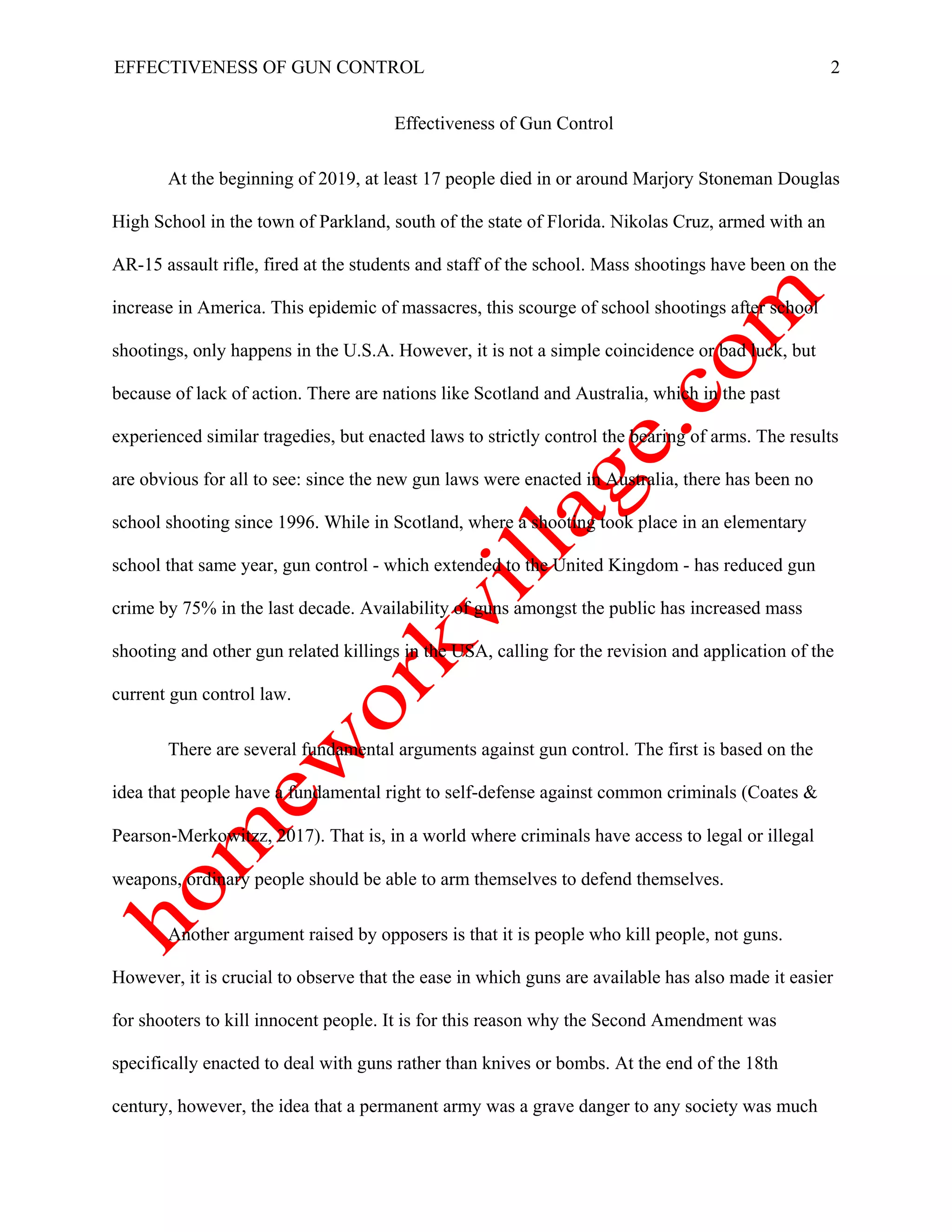 Effectivness of-gun-control essay | PDF