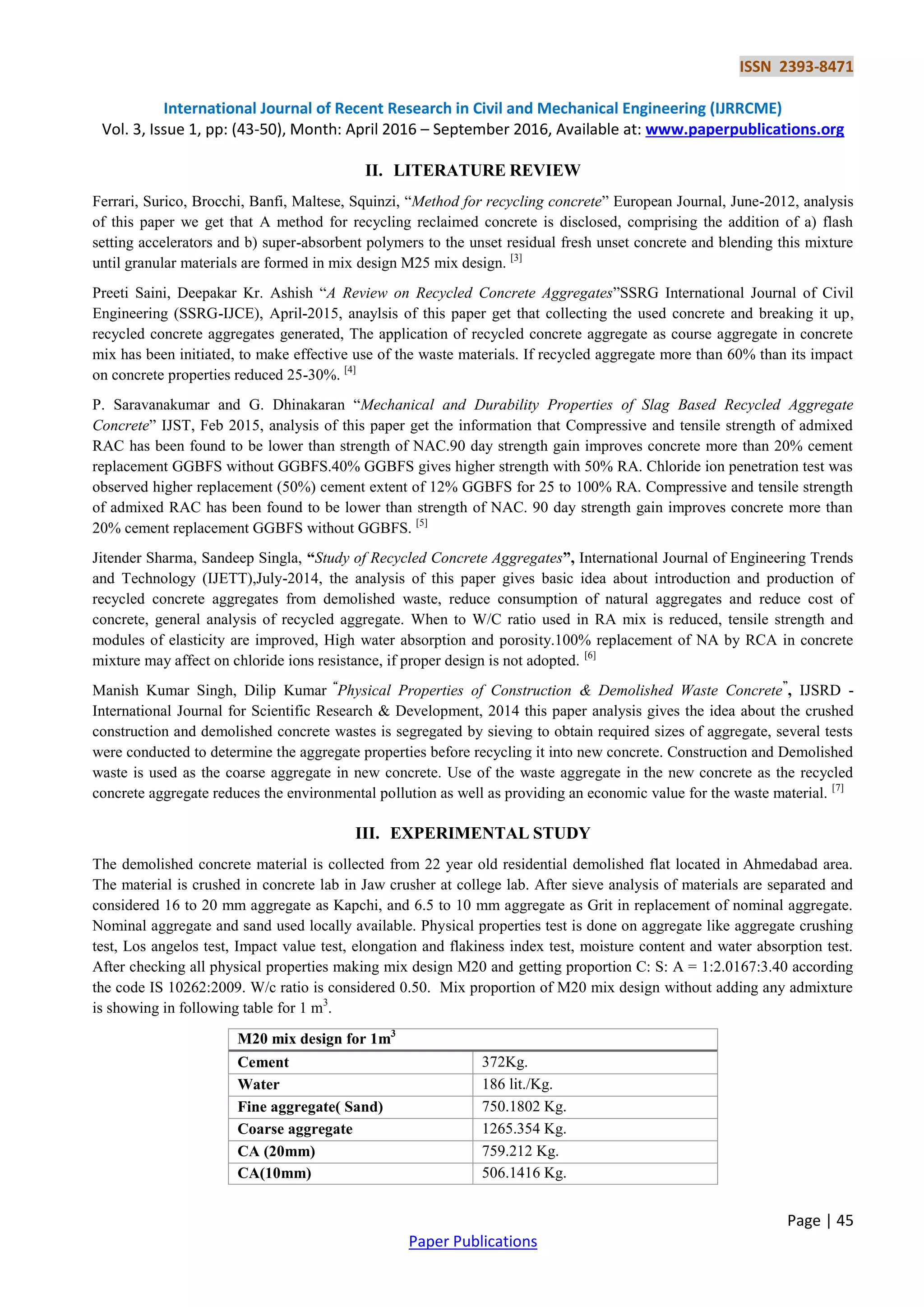 Effect of Acid and Sea Water Curing in Recycled Aggregate Concrete and Strength & Mass Loss ...