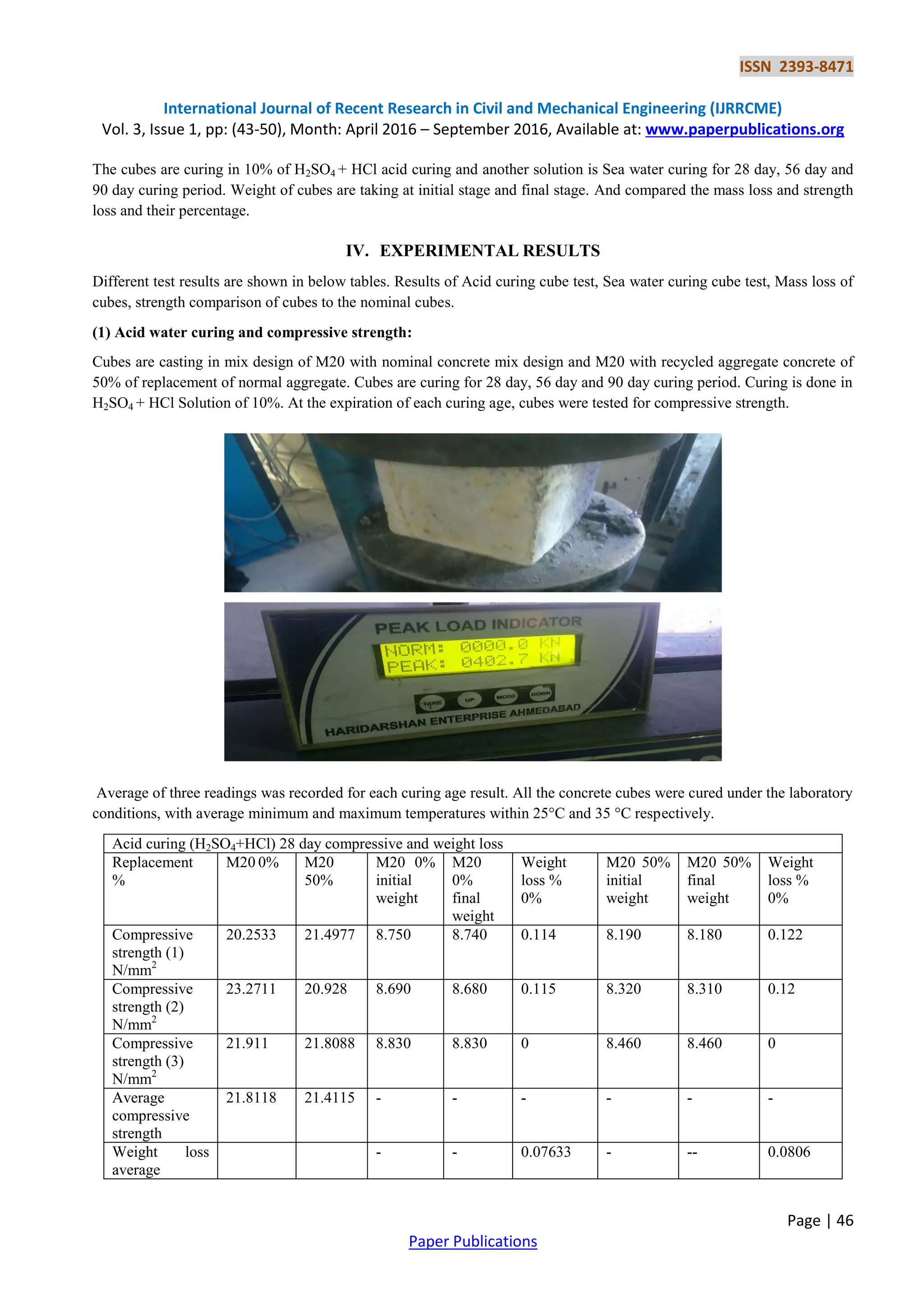 Effect of Acid and Sea Water Curing in Recycled Aggregate Concrete and ...