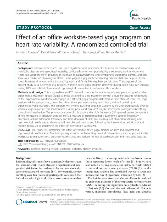 Effect of an office worksite based yoga program on | PDF