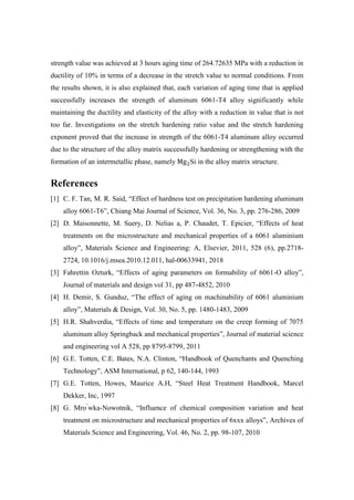 Effect of artificial aging temper t6 on tensile properties of aluminum alloy 6061 t4 | PDF