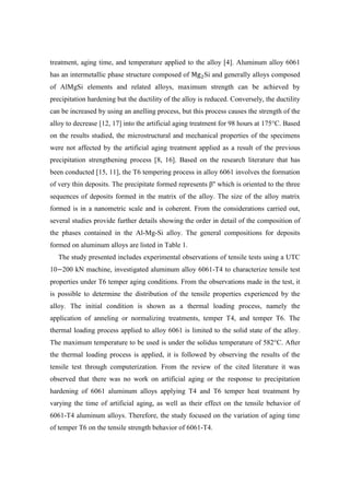 Effect of artificial aging temper t6 on tensile properties of aluminum alloy 6061 t4 | PDF
