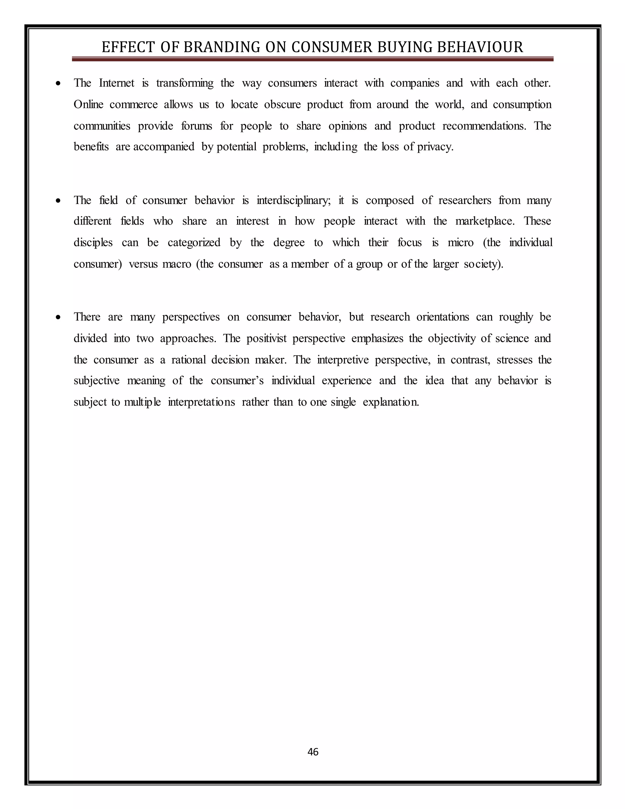 Effect of branding on consumer buying behaviour | DOCX