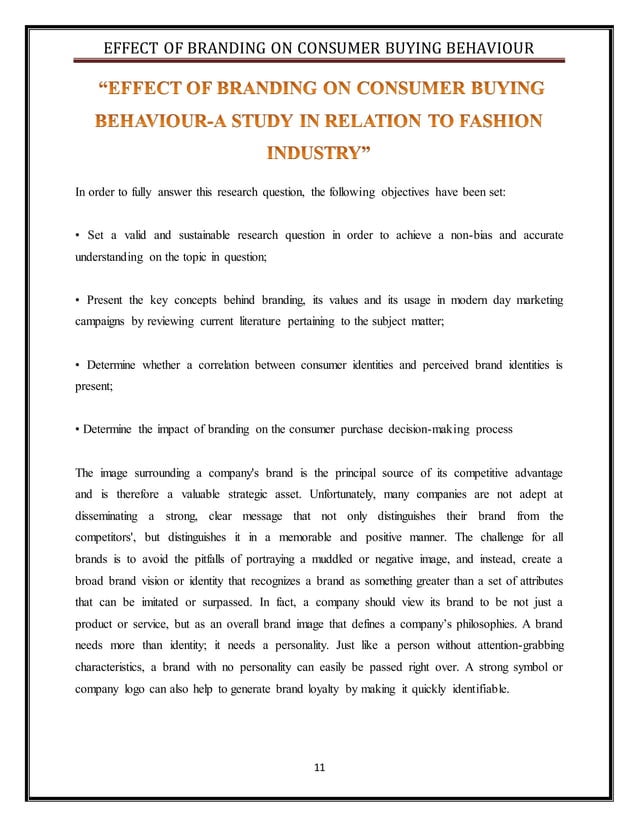 Effect of branding on consumer buying behaviour | DOCX