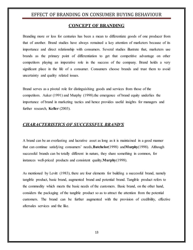 Effect of branding on consumer buying behaviour | DOCX
