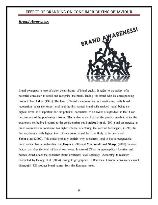 Effect of branding on consumer buying behaviour | DOCX