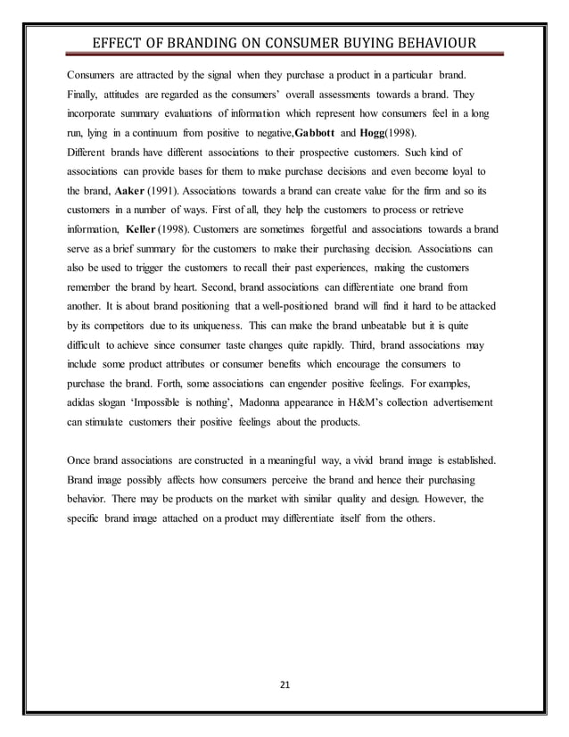 Effect of branding on consumer buying behaviour | DOCX