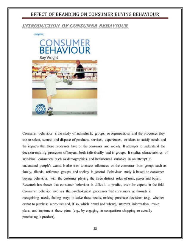 Effect of branding on consumer buying behaviour | DOCX