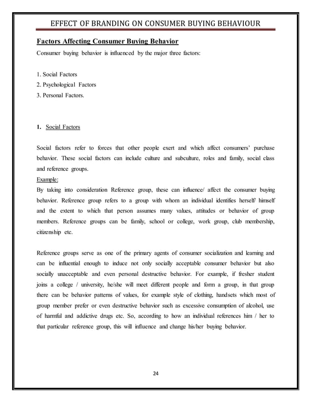 Effect of branding on consumer buying behaviour | DOCX
