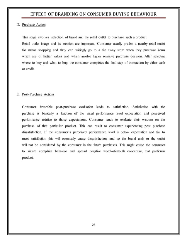 Effect of branding on consumer buying behaviour | DOCX
