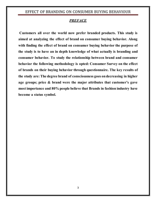 Effect of branding on consumer buying behaviour | DOCX